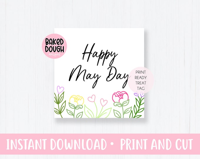 Printable May Day Tag, Instant Download, Flowers, Floral, Fun, Modern ...