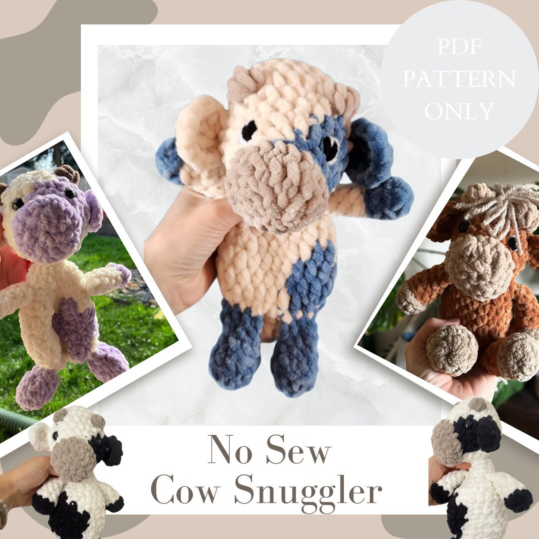 New Cow Snuggler Crochet Pattern- No-sew, Highland Cow Snuggler Crochet ...