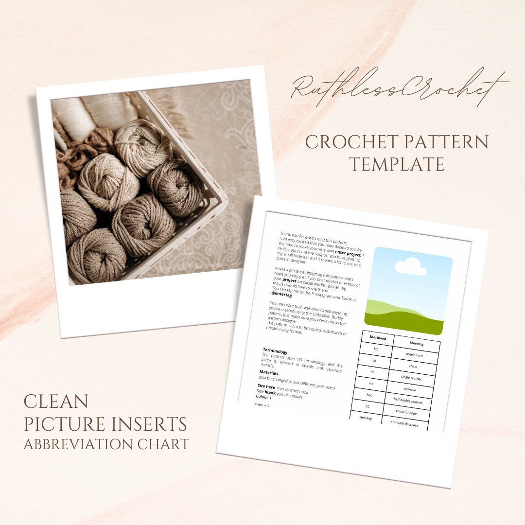 Crochet+knitting+pattern+template - Etsy