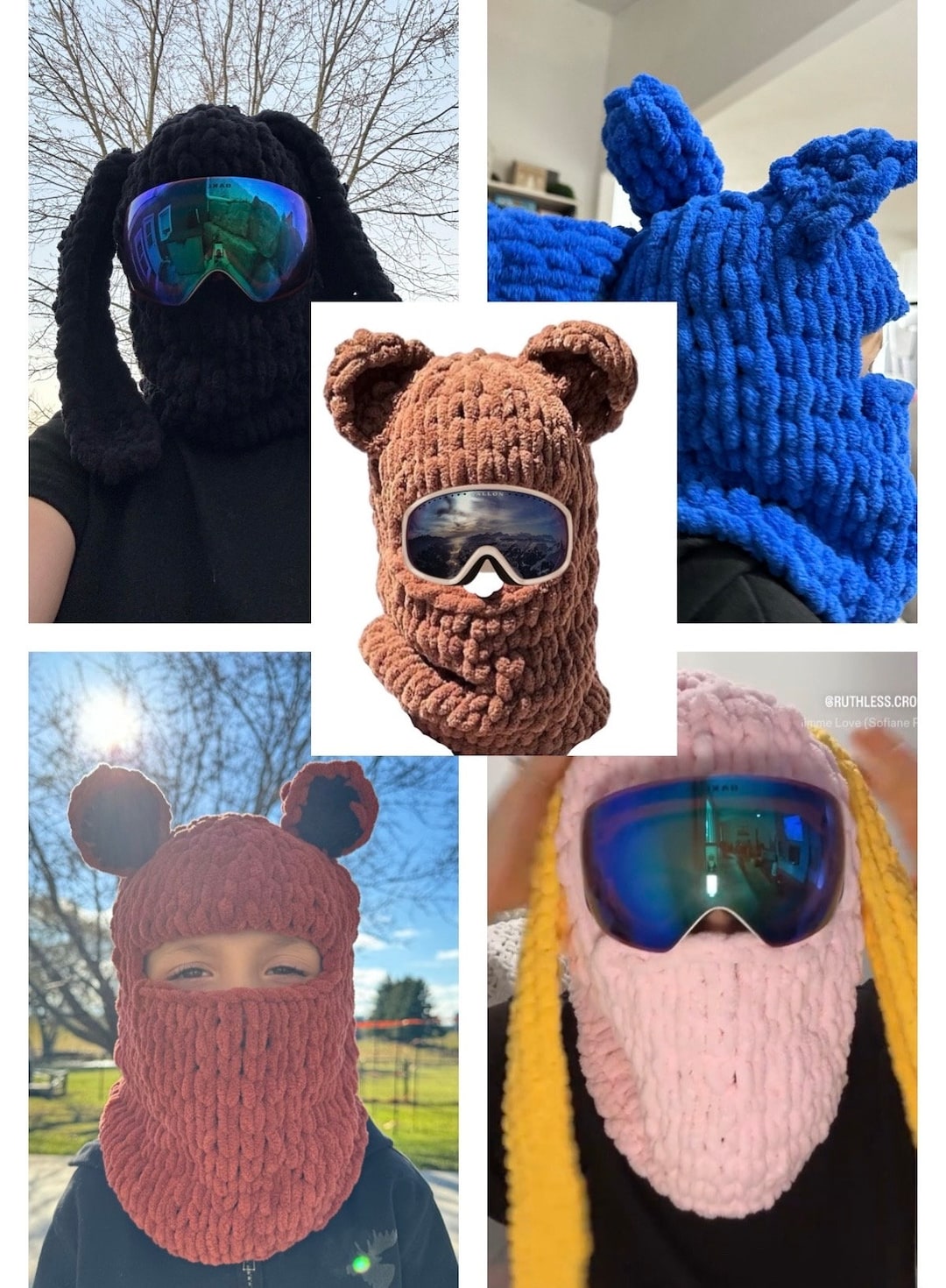 Ski Mask, Snowboard Mask Helmet Balaclava, Helmet Mask, Crochet ...