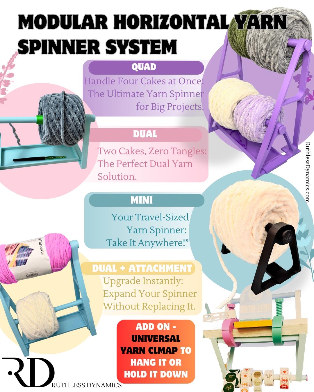 Modular Horizontal Yarn Spinner System – Dual & Quad Yarn Holder for ...