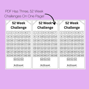 52 Week Savings Challenge Printable PDF - Etsy