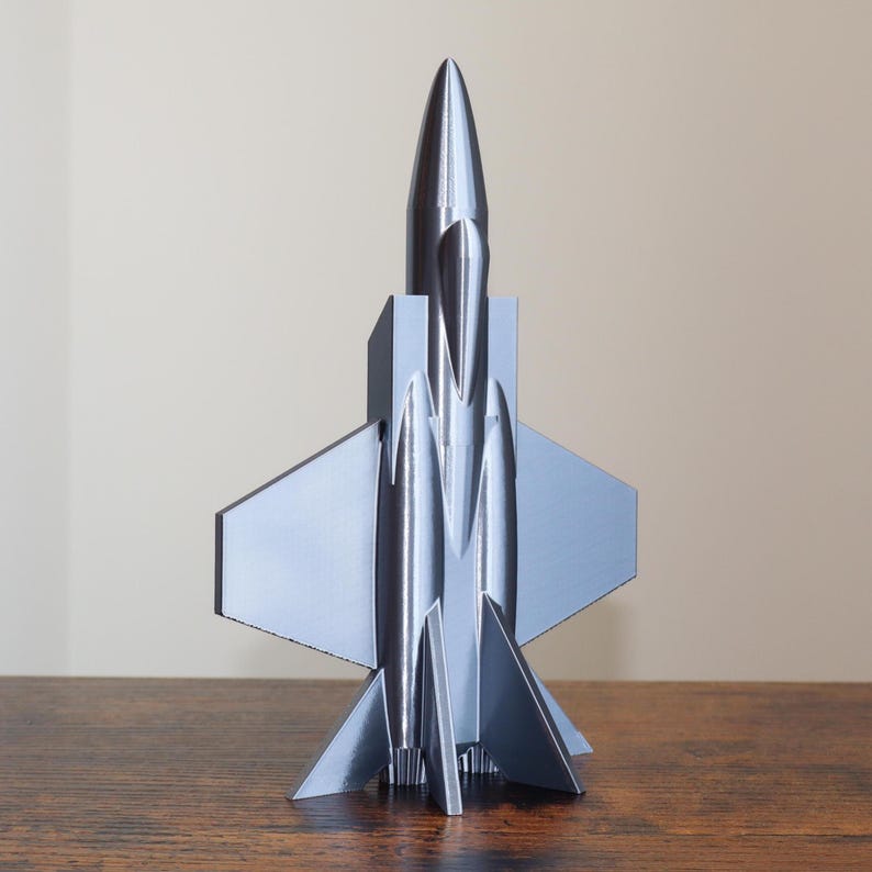 Silver Airplane Statue, Silver Advanced Fighter Jet Model, Metallic ...