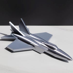 Silver Airplane Statue, Silver Advanced Fighter Jet Model, Metallic ...