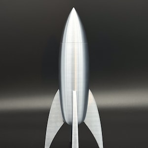 Silver Rocket Ship Container, Retro Rocket Ship With Lid and Storage ...
