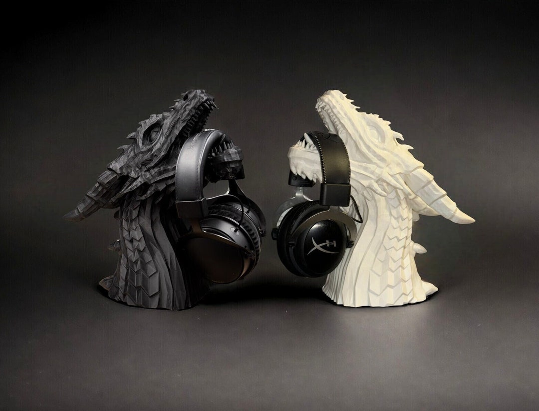Dragon Headphones Stand, Dragon Bust, Tall Headphone Holder, Perfect ...