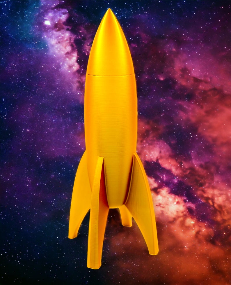Rocket Ship Container, Retro Rocket Ship With Lid and Storage, Rocket ...