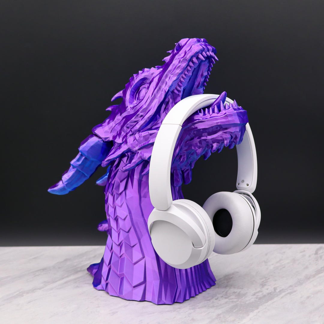 Dragon Headphones Stand, Dragon Bust, Tall Headphone Holder, Perfect ...