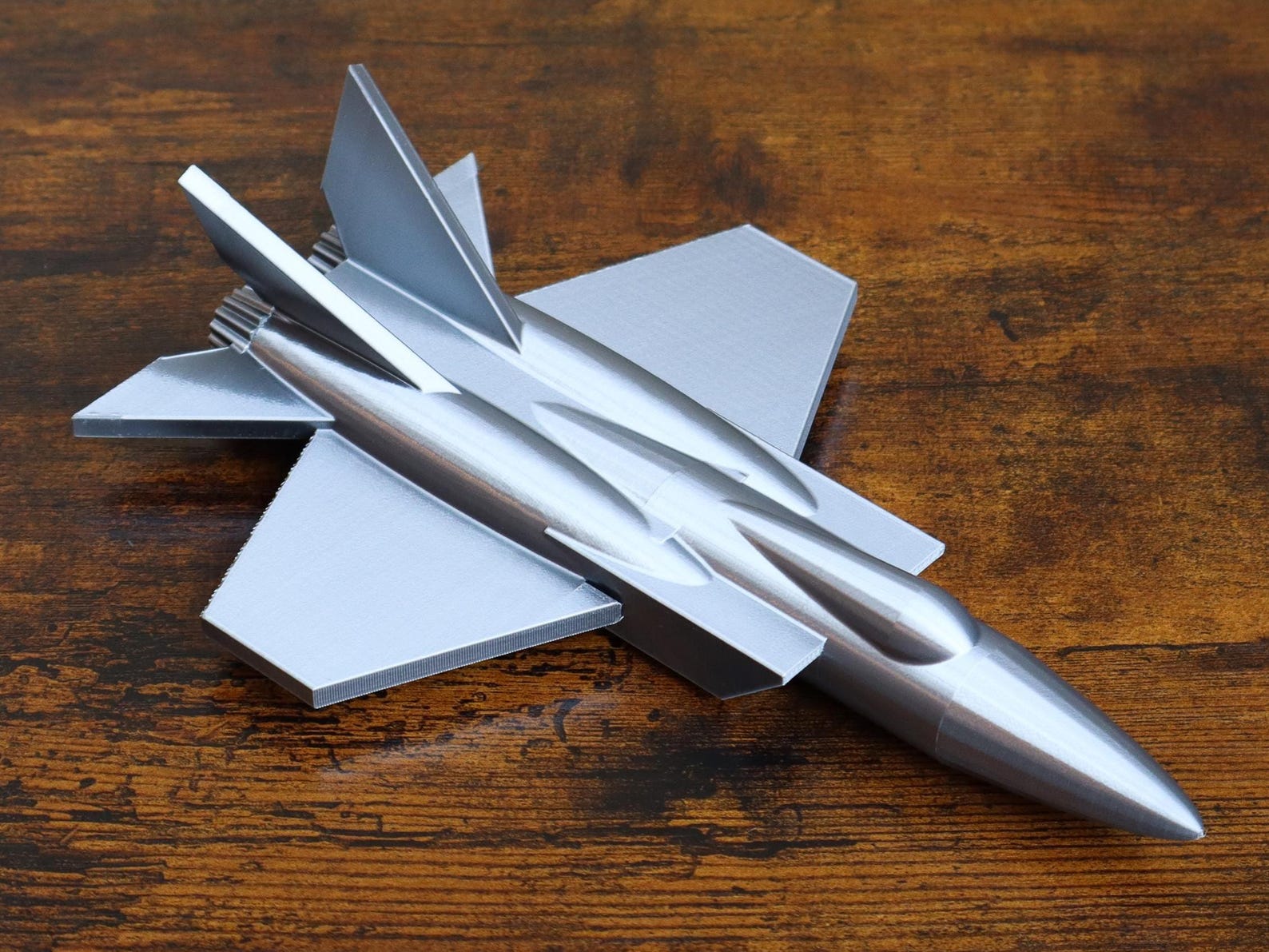 Silver Airplane Statue, Silver Advanced Fighter Jet Model, Metallic ...