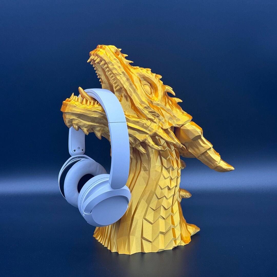 Dragon Headphones Stand, Dragon Bust, Tall Headphone Holder, Perfect ...