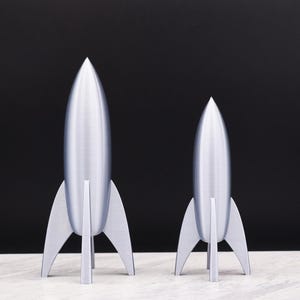 Silver Rocket Ship, Retro Rocket Ship Model, Rocket Decoration, Space ...