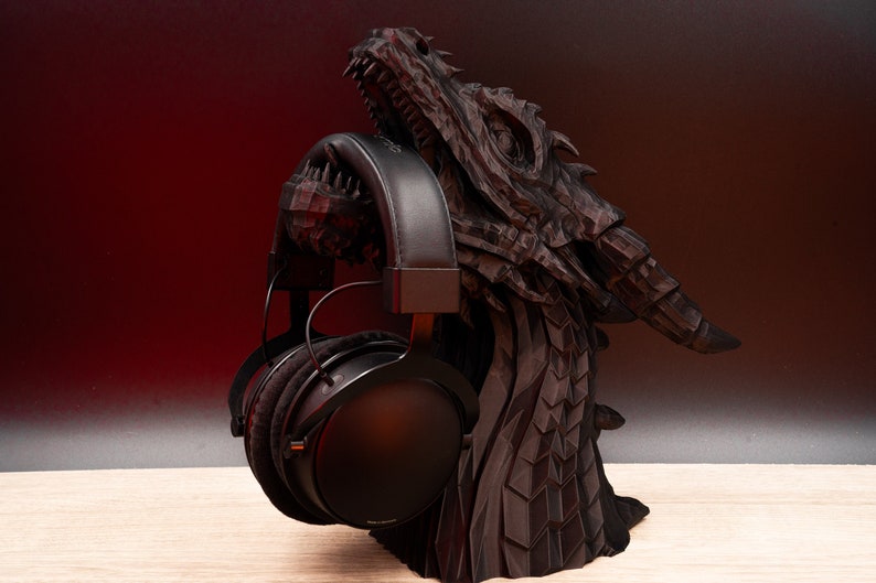 Dragon Headphones Stand, Dragon Bust, Tall Headphone Holder, Perfect ...