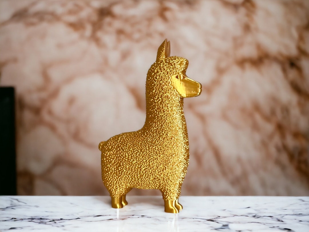 Gold Alpaca, Golden Llama, Cute Alpaca Statue for Decoration, Golden ...
