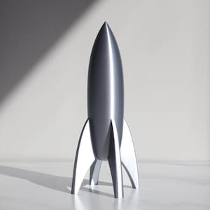 Silver Rocket Ship, Retro Rocket Ship Model, Rocket Decoration, Space ...