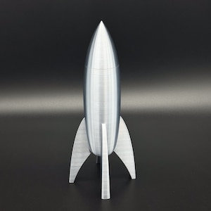 Silver Rocket Ship Container, Retro Rocket Ship With Lid and Storage ...
