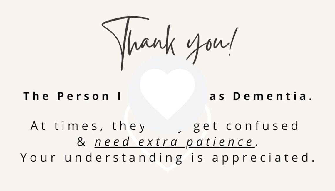 Dementia Care Card Simple Aesthetic - Etsy