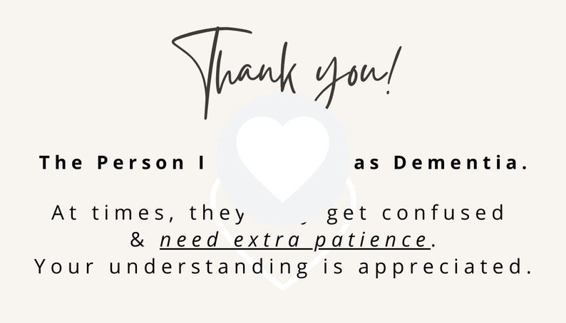 Dementia Care Card Simple Aesthetic - Etsy