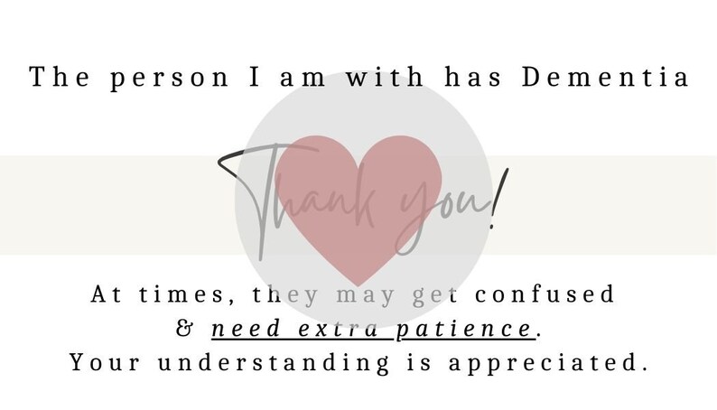 Simple Banded Aesthetic Dementia Care Card - Etsy