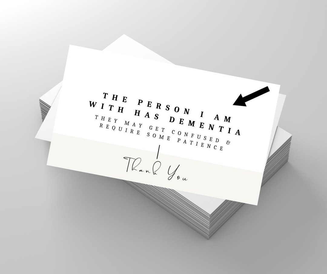 Minimal Ink Dementia Care Card - Etsy