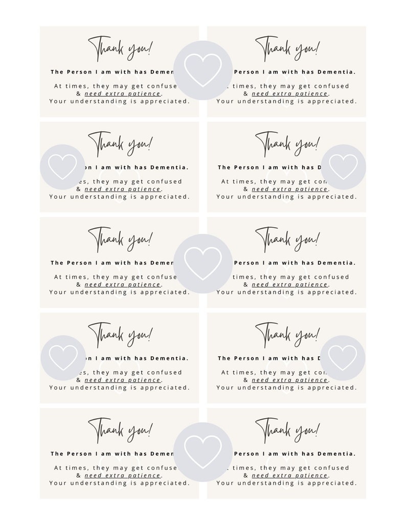 Dementia Care Card Simple Aesthetic - Etsy