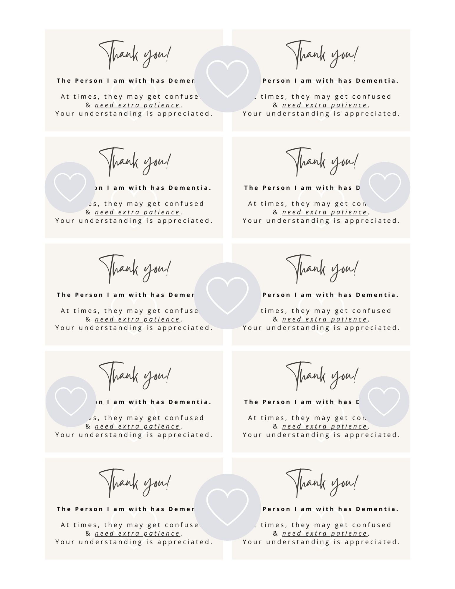 Dementia Care Card Simple Aesthetic - Etsy