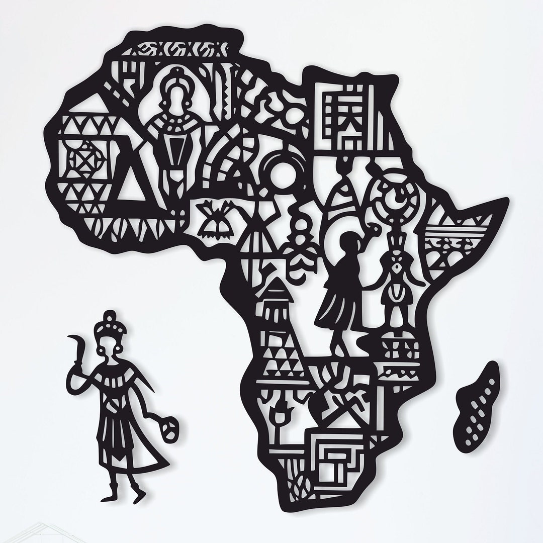 Modern Minimalist Africa Wood Wall Decor, Metal Wall Art, Metal Wall ...