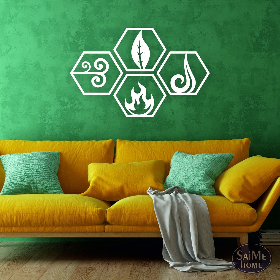 Four Elements Minimalist Wood Wall Art - 4 Elements Symbols Wall Decor ...