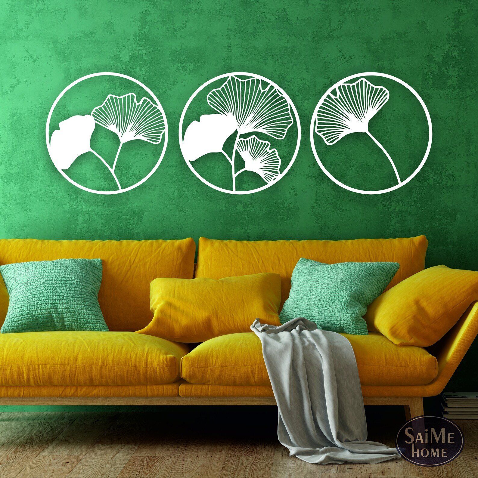 Ginkgo Leaves Wall Decor ,3 Set Flower Patterns Wall Art, 3D Flower ...