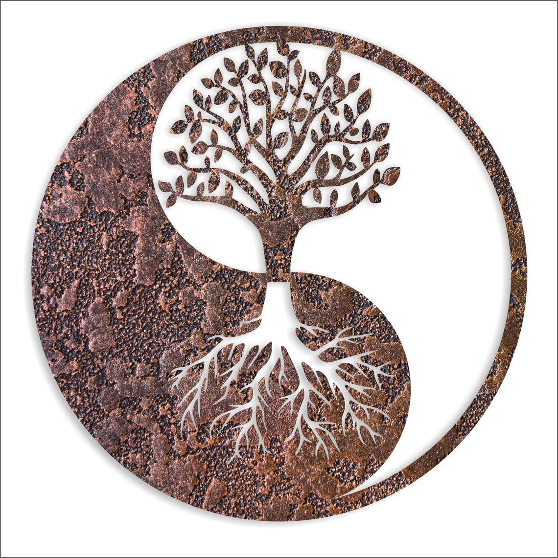 Sacred Geometry Wooden Wall Art, Flower of Life (copper Textured) Yin ...
