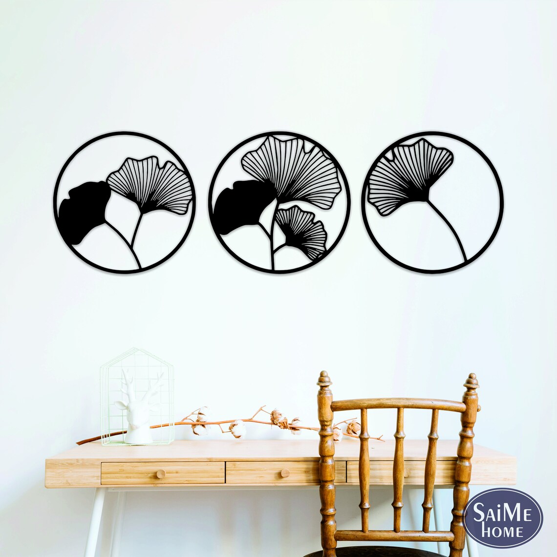 Ginkgo Leaves Wall Decor ,3 Set Flower Patterns Wall Art, 3D Flower ...