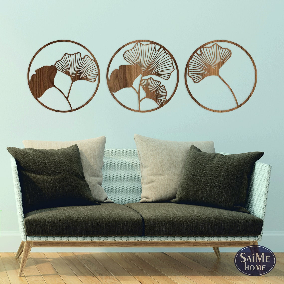 Ginkgo Leaves Wall Decor ,3 Set Flower Patterns Wall Art, 3D Flower ...