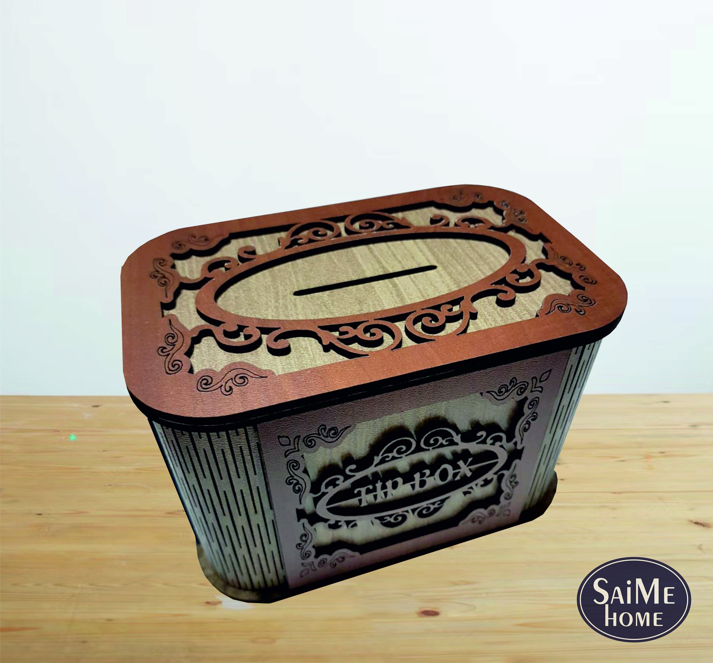 Tip Box, Customizable Piggy Bank, Wooden Tipping Box, Restaurant/cafe ...