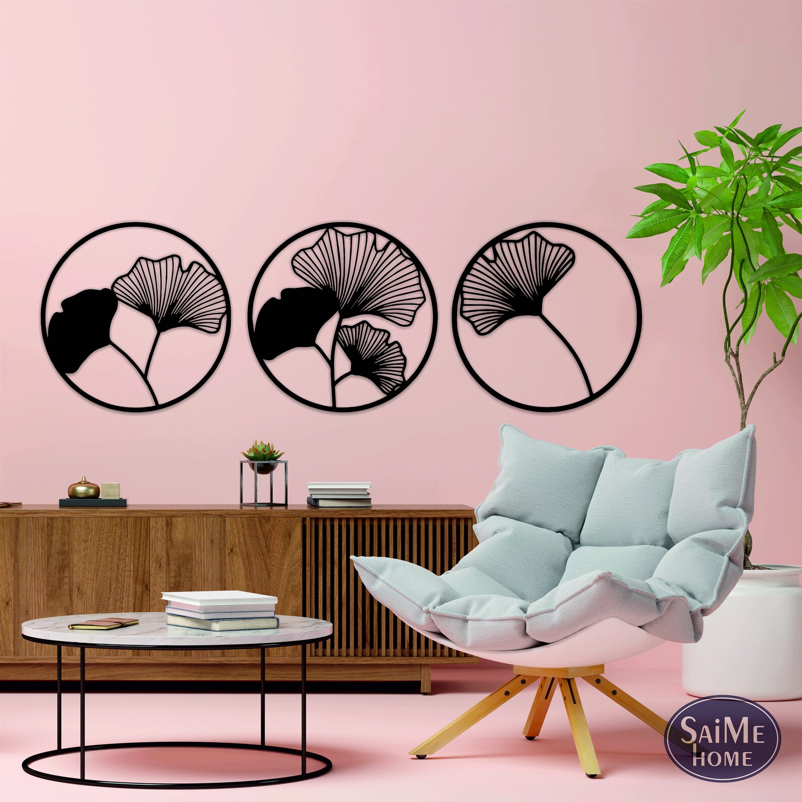 Ginkgo Leaves Wall Decor ,3 Set Flower Patterns Wall Art, 3D Flower ...