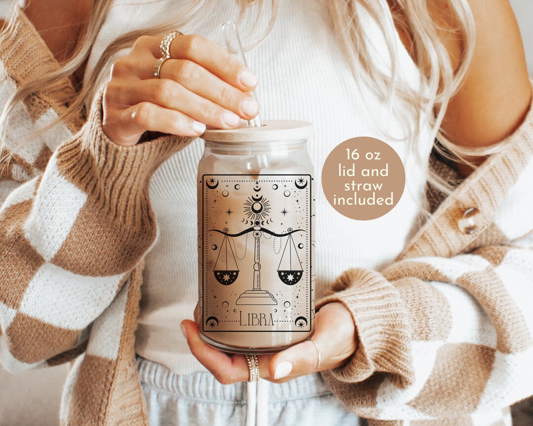 Libra Glass Tumbler Gift, Libra Zodiac, Zodiac Glass Cup, Constellation ...
