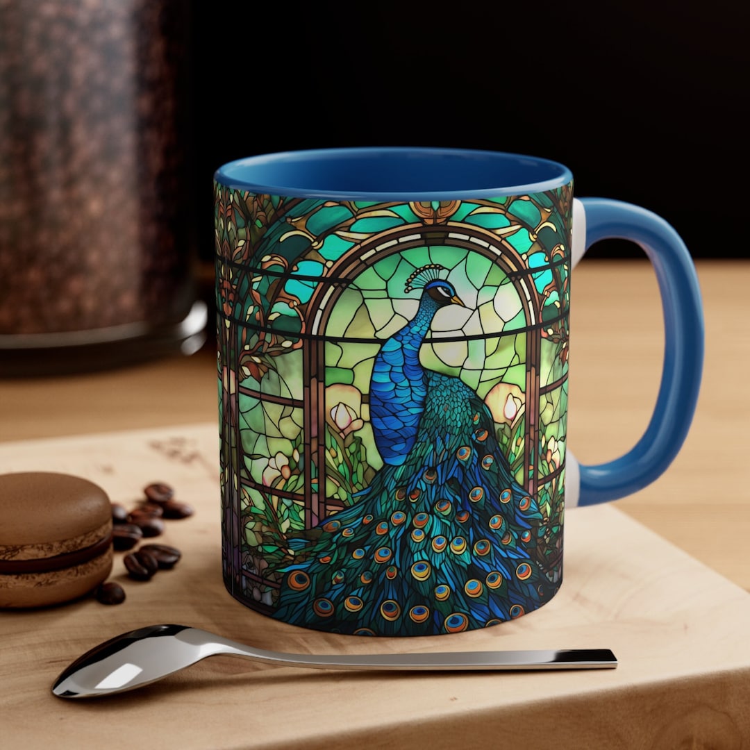 Peacock Mug, Peacock Decor, Stained Glass Mug, Stained Glass Design ...