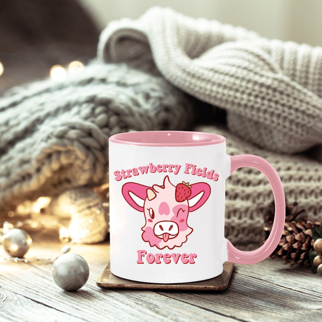 Strawberry Cow Mug, Cute Pink Cow, Kawaii Cow, Gifts for Cow Lovers ...