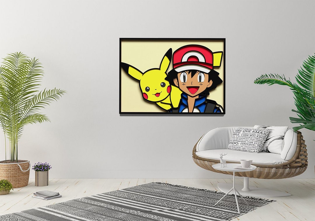 Pikachu Pokemon Wall Decor Custom Anime Game Room Decor - Etsy