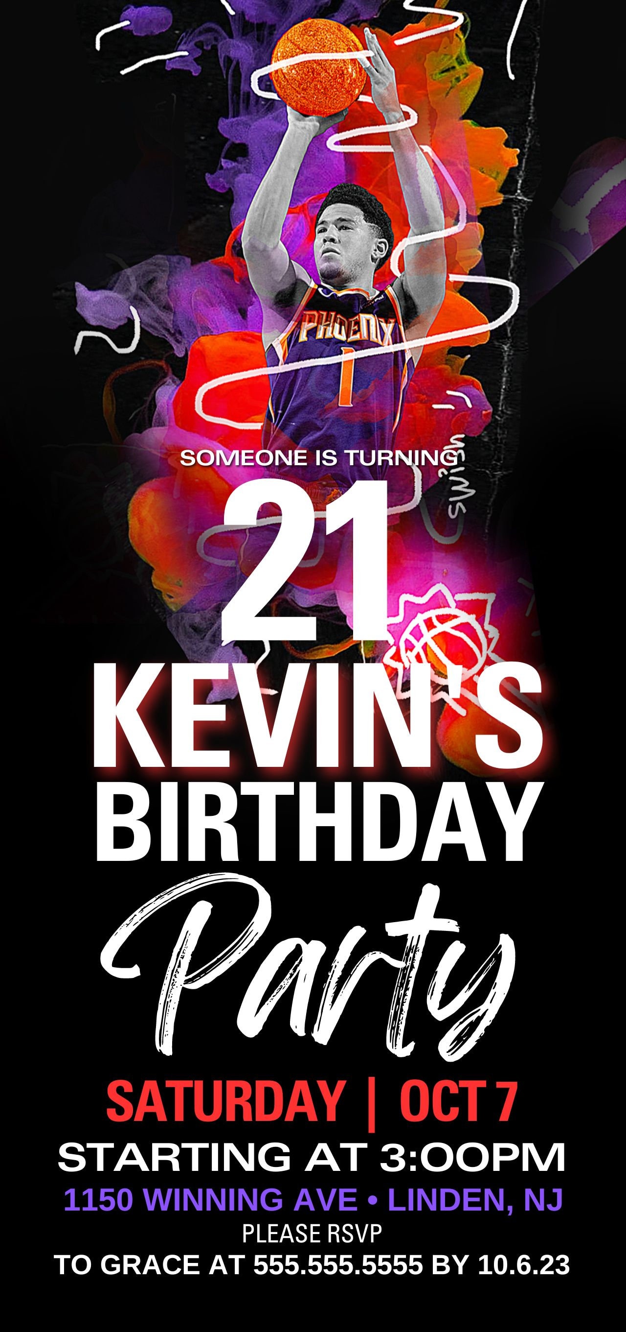 Phoenix Suns Digital Invite Invitation Devin Booker Instant Download ...