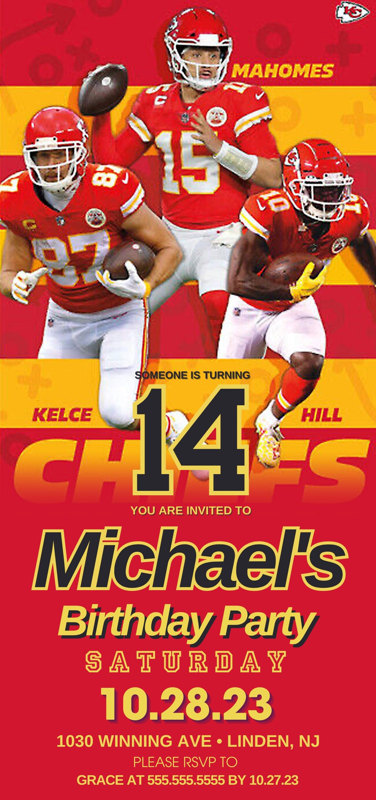 Kansas City Chiefs Missouri Kelce Birthday Invite Football Invitation ...