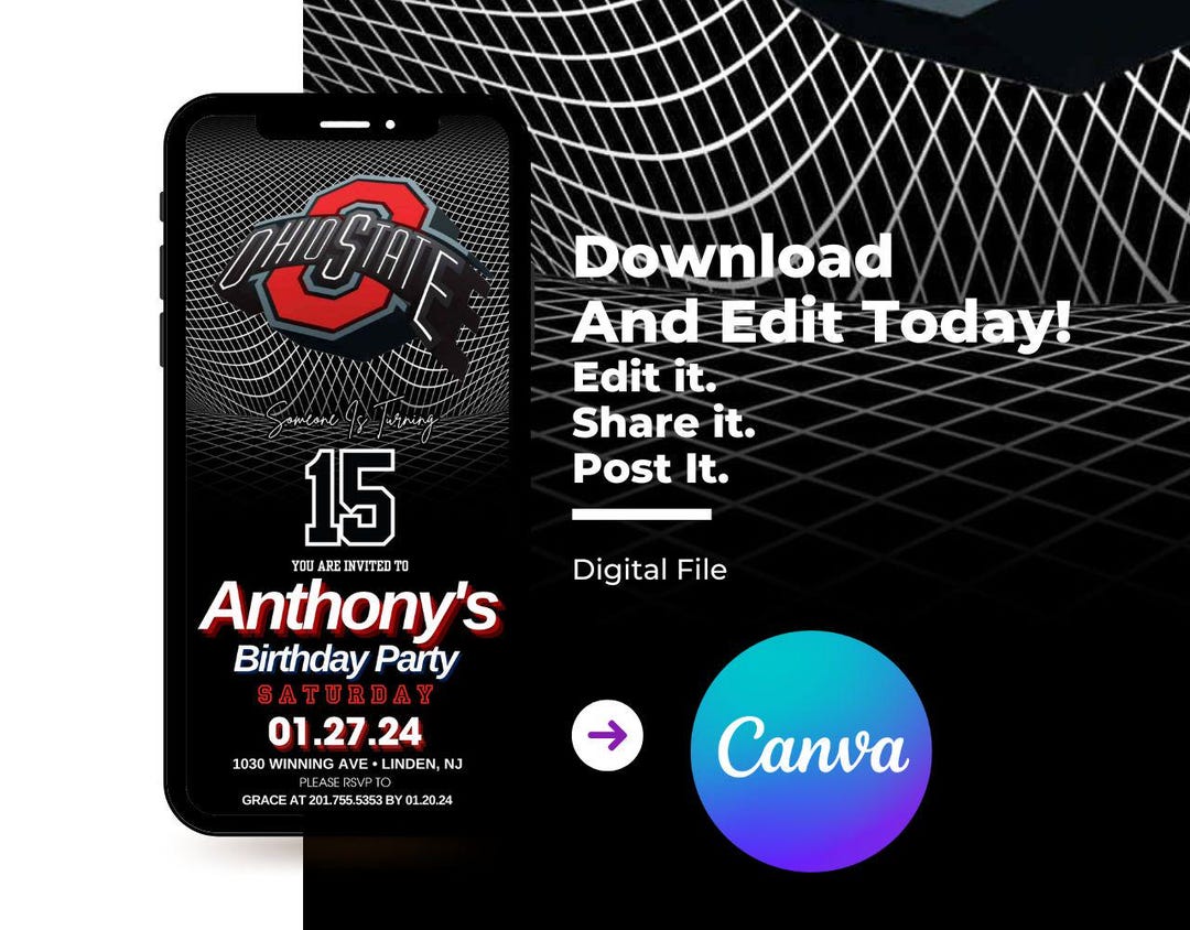 Team Ohio State Buckeyes College Football Digital cell Phone Invite ...