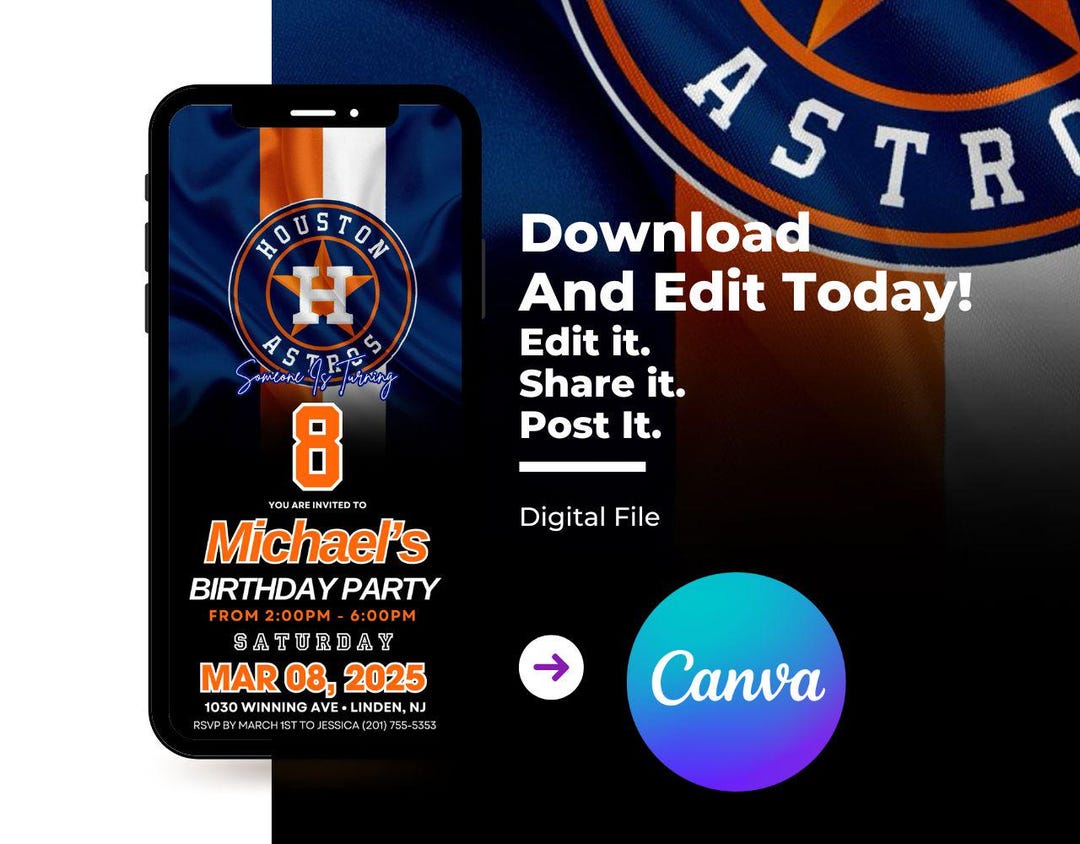 Team Houston Astros MLB Baseballtexas Sports Digital cell Phone Invite ...