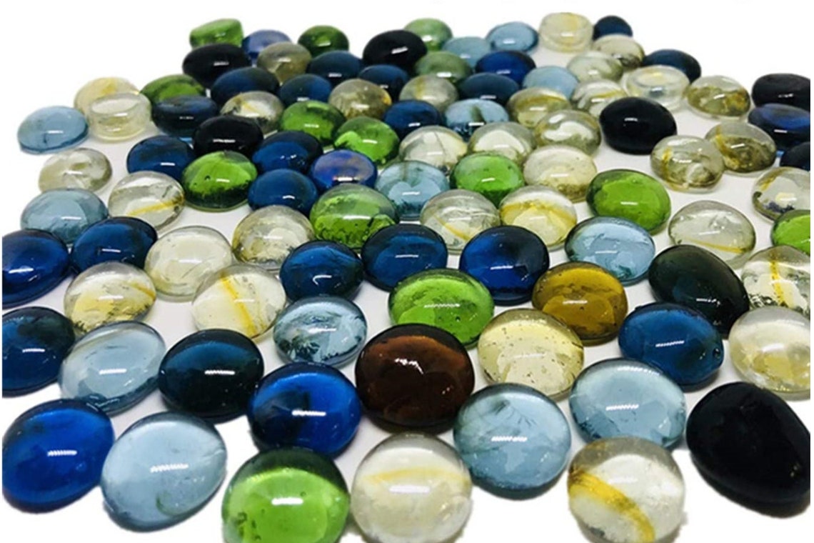 1.75ibs of Mixed Color Large Glass Gems, Pebbles, Mosaic Tiles, Marbles ...