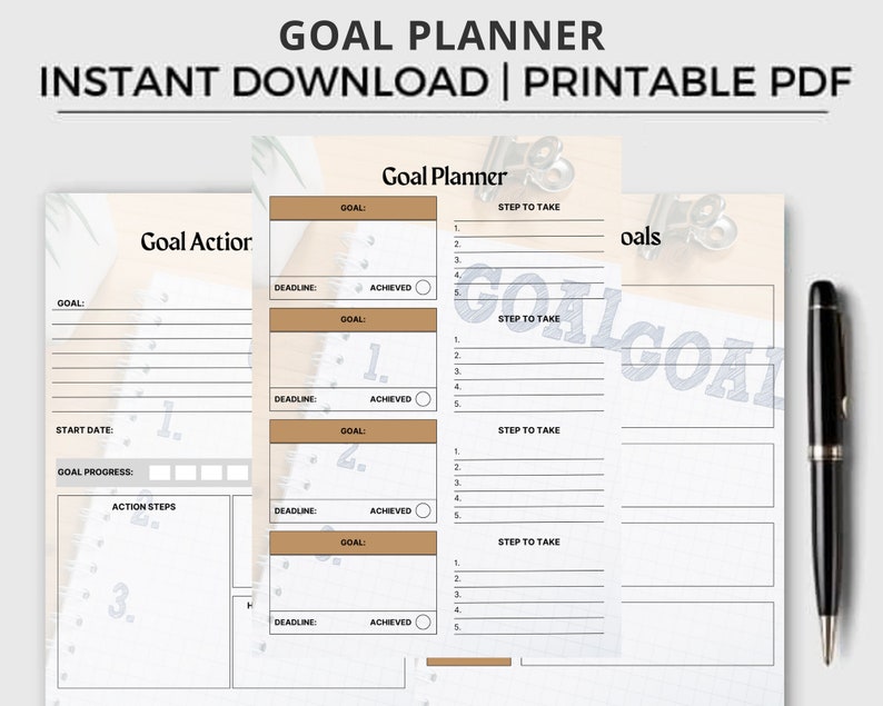 Goal Planner PDF Printable Habit Tracker Goal Setting Goal - Etsy UK