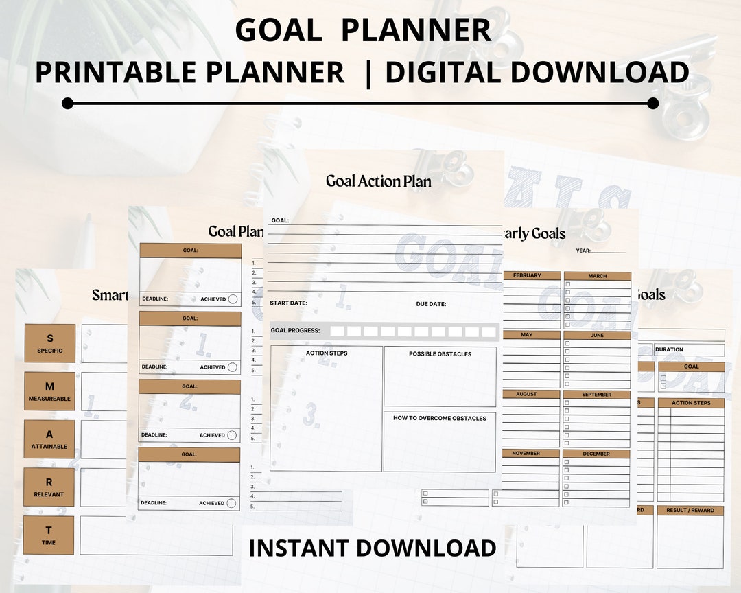 Goal Planner PDF Printable, Habit Tracker, Goal Setting, Goal Planning ...