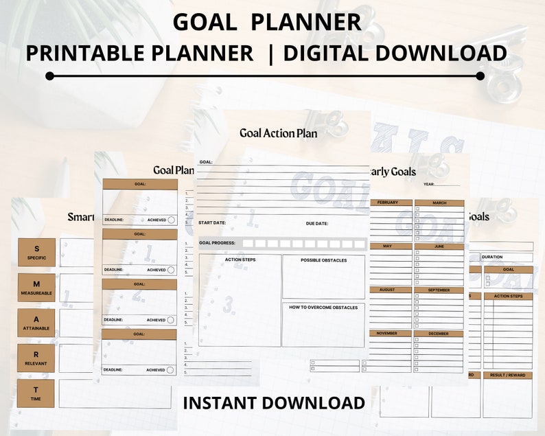 Goal Planner PDF Printable Habit Tracker Goal Setting Goal - Etsy UK