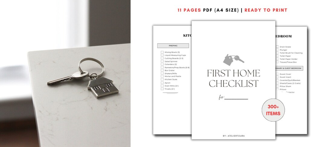 Digital First Home Essentials Checklist, Printable First Home ...
