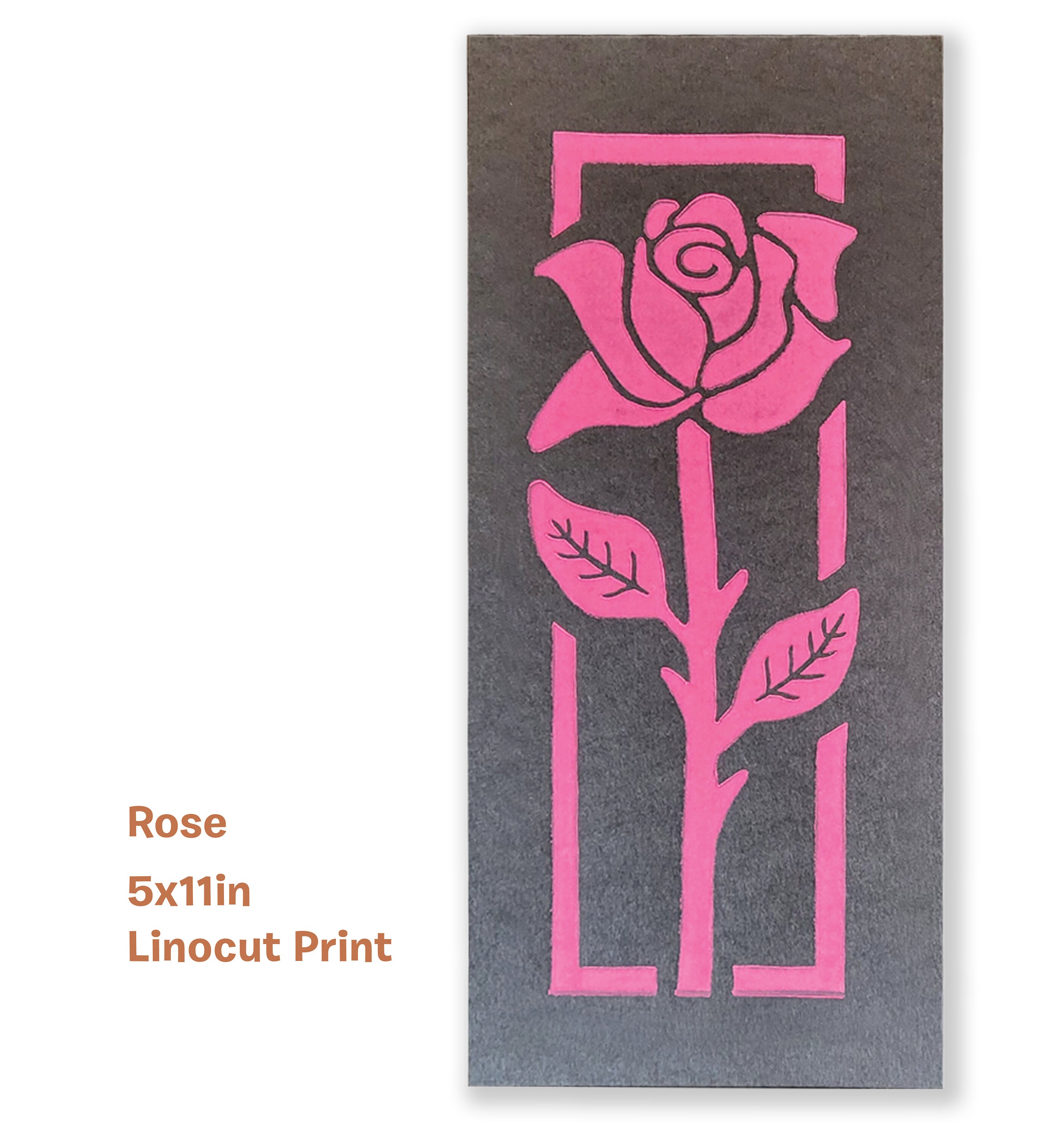 Rose, Bird of Paradise Linocut Artwork Set of 2 Prints 5x11in - Etsy