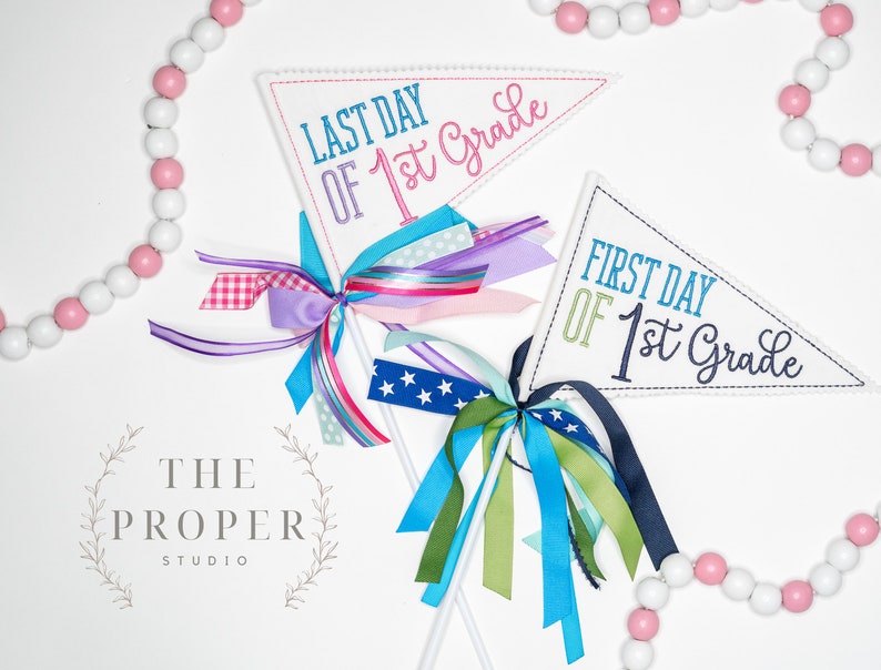 First and Last Day of School, Grade, Pre-k, Embroidered Pennant Flag ...