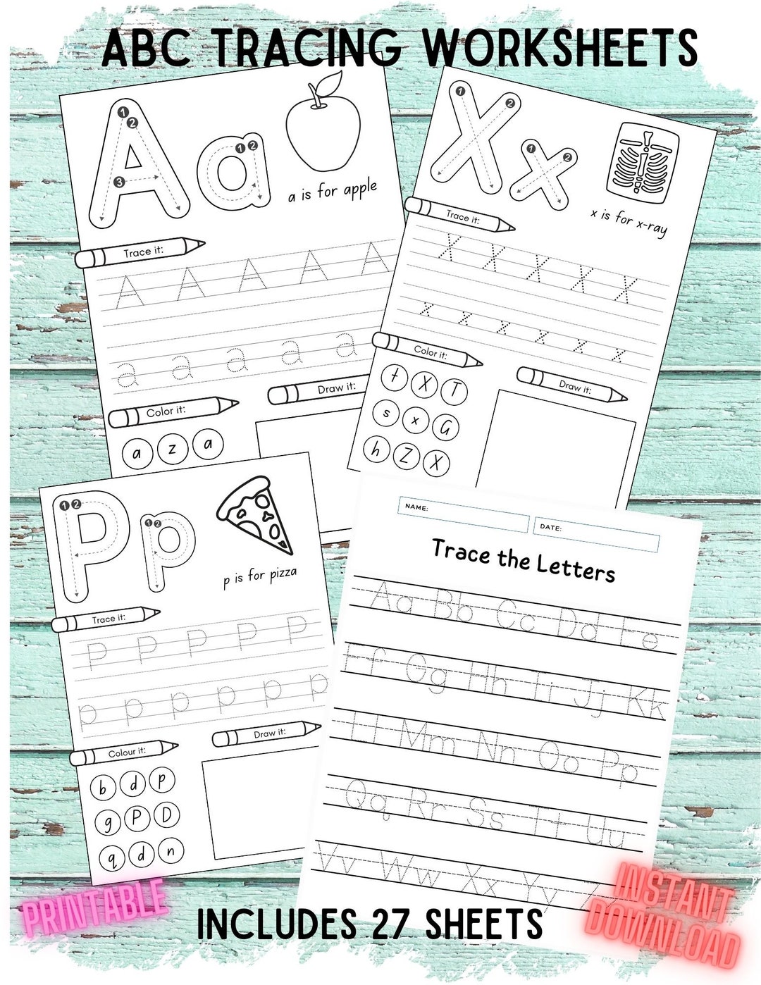 Alphabet Tracing Sheets / ABC Letter Tracing / Handwriting Practice ...