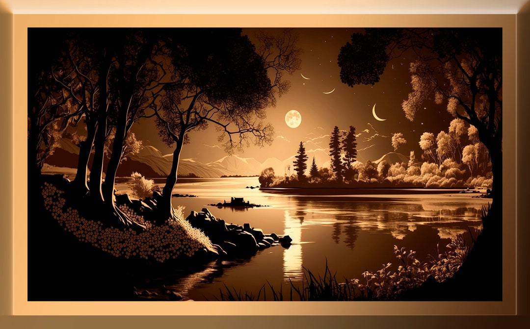 Sepia River Landscape / Digital Art Print / Wall Art / Landscape Photography / Printable Art ...